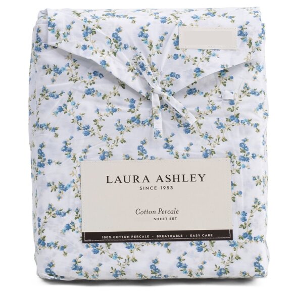 Laura Ashley | Bedding | Laura Ashley Queen 20tc Cotton Blue Flowers ...